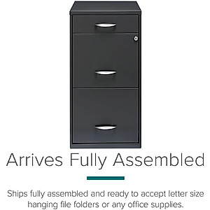 Pemberly Row 3 Drawer 18" Deep Metal File Cabinet in Charcoal