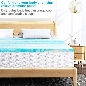 Opoiar Memory Foam Mattress Topper Full 3 inch Ventilated Bed Topper,Cooling Gel Infused for Pressure Relief & Back Pain,Full Size in a Box,Medium-Firm,Made in USA,CertiPUR-US Certified, Blue