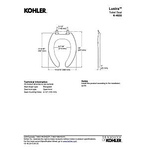 Kohler K-4650-7 Lustra Open-Front Elongated Toilet Seat Black Black