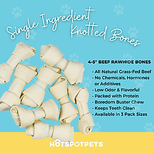 Hotspot Pets 4-5 Inch USDA Certified Facility Rawhide Dog Chew Bones - Choice of 10, 20, 30 Packs - from Grass Fed Brazilian Cows - Promotes Dental Hygiene and Good Behavior (10 Pack)