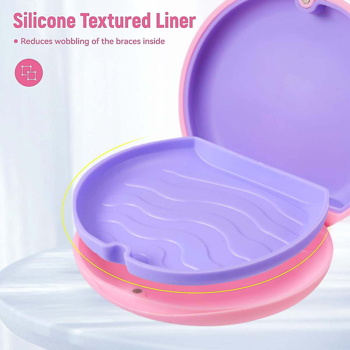 Annhua Retainer Case Mouthguard Case Denture Case with Magnetic Closure, Retainer Holder Denture Holder Container with Silicone Textured Liner - Black