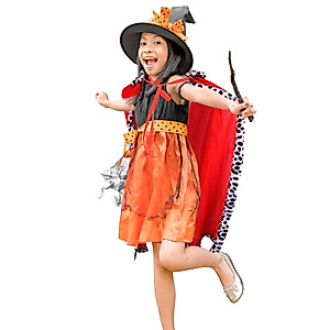 Cotiny 2 Pack Kids King Costume Set King Cape Queen Robe Red Cloak Crown Costume for Children Halloween King Prince Cosplay Birthday Party Dress Up