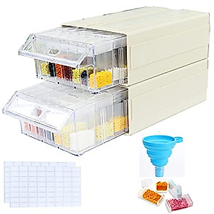 Huacan Diamond Painting Storage Containers 2 Pack Stackable Craft 70 Slots Bead Organizers for Diamond Painting Kits