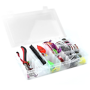 ISCRIO Plastic Organizer Box 36 Grids, Tackle Box, Small Parts Storage Boxes, Fishing Tackles Box, Jewelry Box with Adjustable Dividers