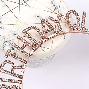 AOPRIE Birthday Crown for Women Rose Gold Birthday Tiara for Girls Birthday Queen Headband Princess Crown Rhinestone Happy Birthday Accessories