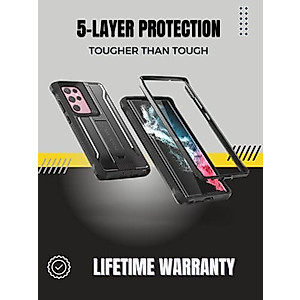 CaseBorne V Designed for Samsung Galaxy S23 Ultra 5G Case (Formerly ArmadilloTek), [Ultimate Protection Tech] Full-Body Multi-Layer Rugged Kickstand Protective Case Screenless- Black