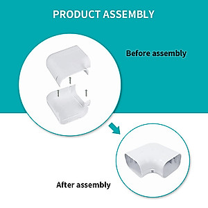 TAKTOPEAK 4" W Level Bend Cover, 90° Flat Elbow, Decorative PVC Line Set Cover Kit Parts Accessories for Ductless Mini Split Air Conditioners, Central AC and Heat Pumps