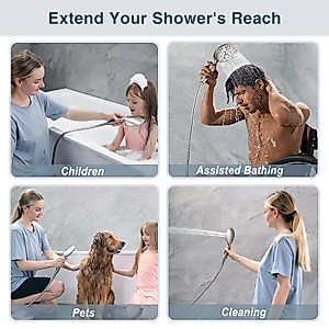 BRIGHT SHOWERS Shower Hose For Hand Held Shower Heads, 96 Inches Cord Extra Long Stainless Steel Hand Shower Hose, Ultra-Flexible Replacement Part with Brass Insert, Brushed Nickel