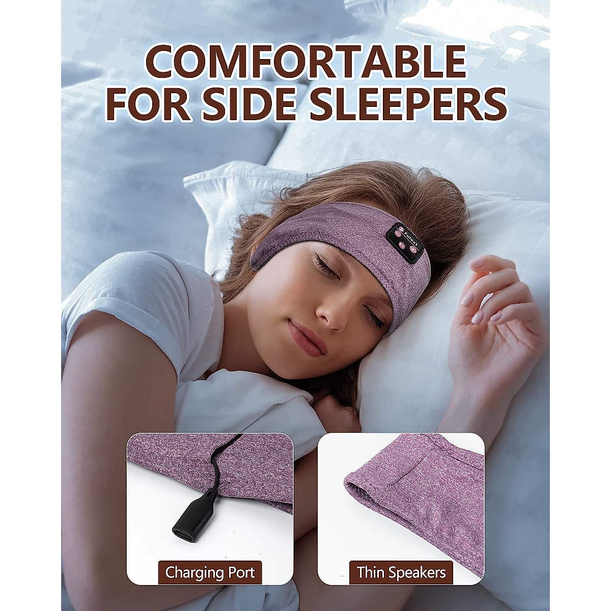 Navly Sleep Headphones, 10Hrs Sports Headband with Soft Cozy Earbuds Comfortable, Headphones Headband with Ultra-Thin HD Stereo Speakers Perfect for Workout,Running,Yoga,Travel