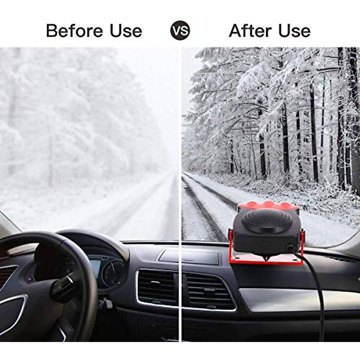 Car Heater, Portable 12V 150W Car Fan 2 in 1 Fast Heating & Cooling with Air Purification Function Plug-in Cigarette Lighter Car Defroster(Red)