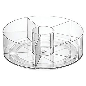 iDesign Cabinet Binz Divided Rotating Turntable Tea Packet Organizer, 9" x 9" x 3.01", Clear