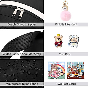 Laptop Backpacks 16 Inch School Bag College Backpack Large Travel Daypack Kawaii Bookbags for Teens Girls Women Students (Black)