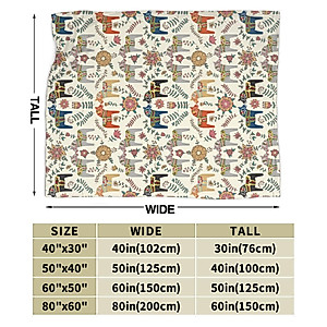 Swedish Dala Horses Throw Blanket Soft Fleece Blanket Men Women Gift for Kids Boys Girls for Party Couch Sofa Bed Deco Blankets 60x50 Inches