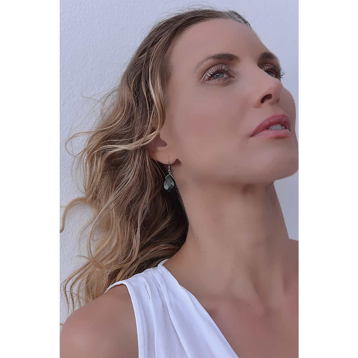 FRONAY Sterling Silver Black Dangle Earrings for Women Fashion Black Onyx Gemstone Teardrop Earrings