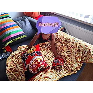 Soft Blanket Throw Kawaii Pillow Simulation Instant Noodles Shape Pillow Funny Realistic Food Round Blanket Throw Blanket for Adults&Kids