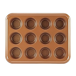 Ayesha Curry Nonstick Bakeware Nonstick 12-Cup Muffin Tin / Nonstick 12-Cup Cupcake Tin - 12 Cup, Brown