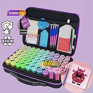 Diamond Painting Storage Container 60 Slots, Diamond Painting Accessories Kit Art Case, Diamond Painting Tools and Accessories Storage Containers Suitable for DIY Craft Jewelry Bead Painting Supplies