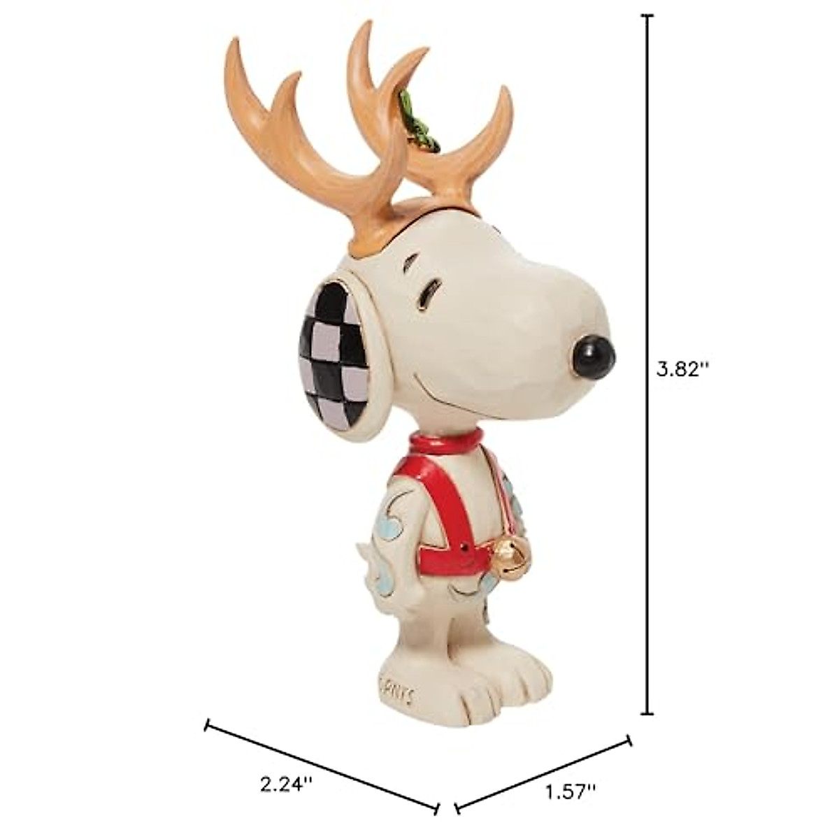 Enesco Jim Shore Peanuts Snoopy Reindeer Miniature Figurine, 3.82 Inch, Multicolor