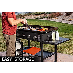 36" Griddle Silicone Protective Mat for Blackstone, Protective Cover Mats with Tong for Blackstone 36in Griddle Top Covers for Blackstone Protector Indoor Outdoor-Orange(Not for 36'' Cabinet Griddle)