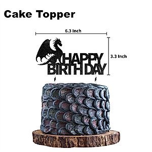 Dragon Birthday Party Decorations Dungeons and Dragons Theme Fantasy Party Supplies Including Dragon Cake Decoration and Toppers, Dragon Balloon Garland and Birthday Banner