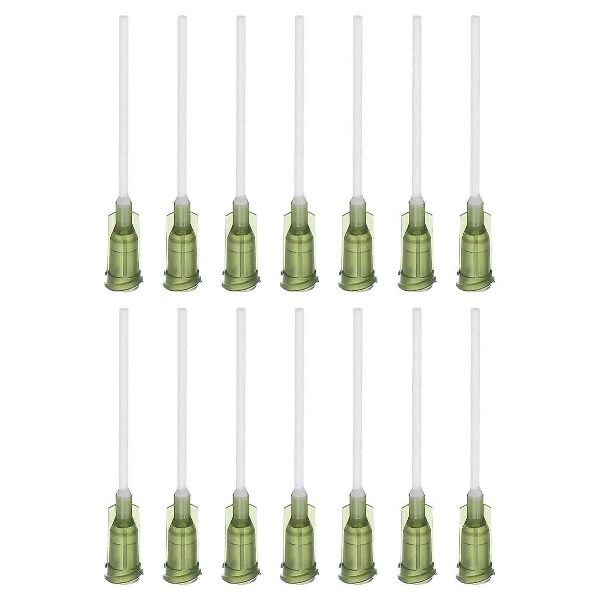 uxcell 50 Pcs 14G Plastic Dispensing Needles with Luer Lock, 1.5" PTFE Needle Tube PP Heat-Resistant Plastic Blunt Tip for Liquid Glue Gun, Olive