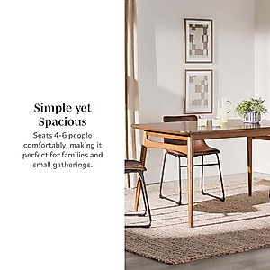 Walker Edison Mid-Century Modern Solid Wood Tapered-Leg Dining Table, 59 Inch, Walnut