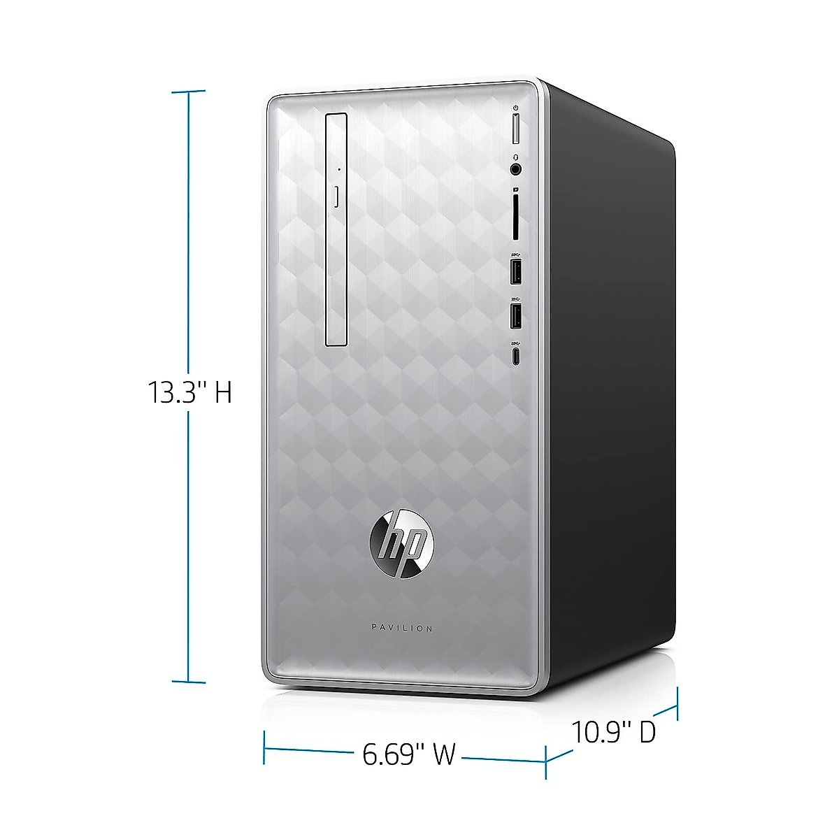 HP Pavilion (590-p0050) Desktop Computer with Intel Core i5+8400 Processor, 8GB RAM and 16 GB Intel Optane Memory, 1TB Hard Drive, Windows 10 (Silver)