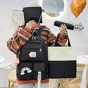 HAN YUAN Kawaii Backpack set 4Pcs Aesthetic School Bags cute backpack set for Girls Teen Back to School