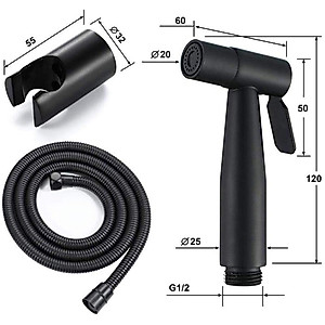 YYXCXXIZ Bidet Hand Held Bidet Sprayer Stainless Steel Spraye Bidet Shower Head with Hose and Bracket Holder - Black Toilet Spray Gun Set Stainless Steel Women's wash Faucet 1.5 Meter Stainless Steel