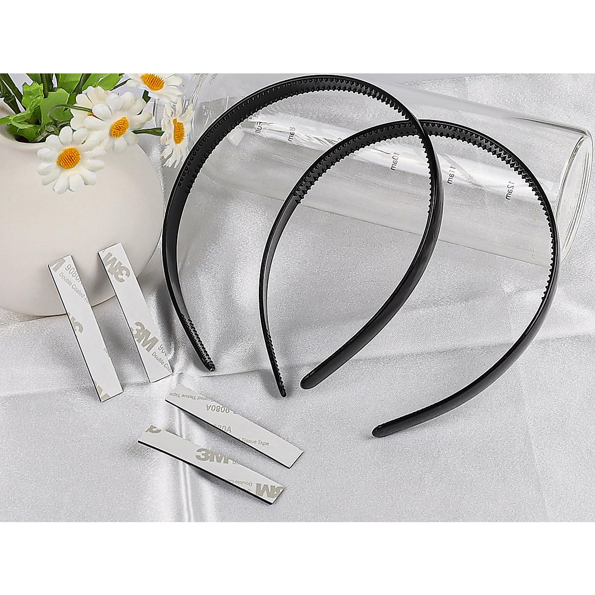 SONSIL 2psc Graduation Cap Headband with 4pcs strong adhesive strips, Graduation Cap hair band Secures Your Graduation Cap in Place Also Can Protect your Hairstyle in Order.