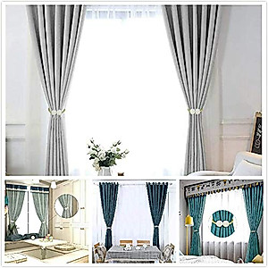 4 Pack Magnetic Curtain Tiebacks Pearl Ball Home Window Curtain tiebacks The Most Convenien Tie Backs, Weave Clips Rope Straps Holder for Big,Wide or Thick Drapries (Beige)