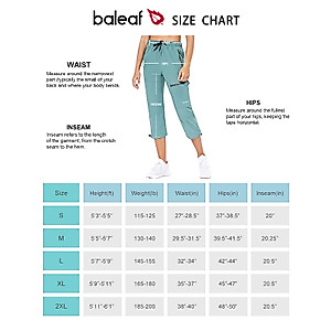 BALEAF Women's Hiking Cargo Capris Outdoor Lightweight Water Resistant Pants UPF 50 Zipper Pockets Pond Size M