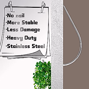 30 Pcs Wall Picture Hangers Without Nails - PinCute Hercules Hooks for Hanging Picture, Planters, Clocks and More, Stainless Steel