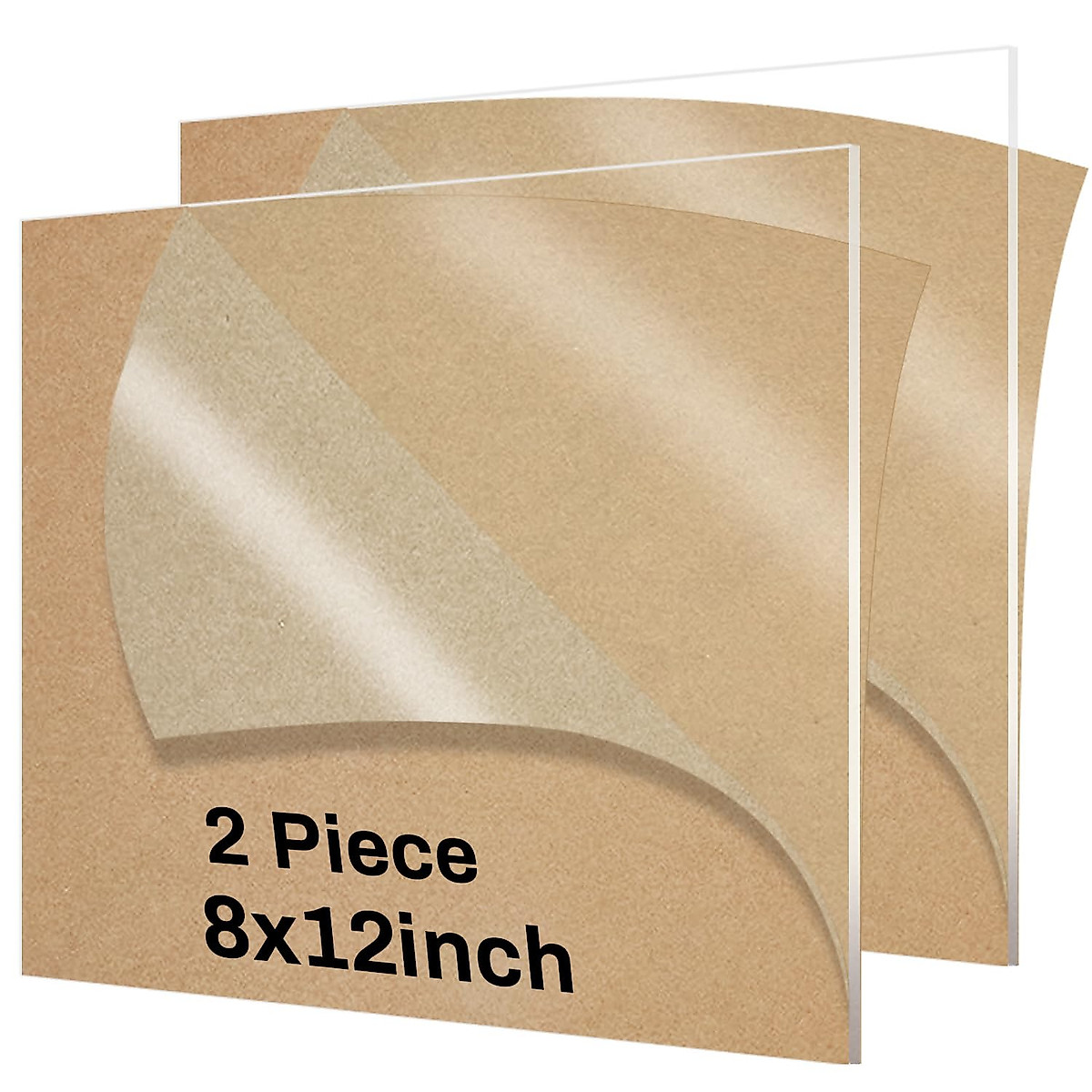 MIARALA 2 Pieces 8" x 12" Plexiglass Sheet High Transparency Acrylic Sheet 1/8”Thick (3mm), for Crafts Plastic Sheeting, Signs, Photo Frames, DIY Display Projects, Easy to Cut and Install