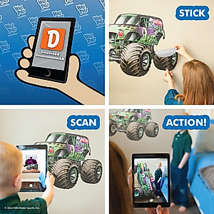Wall Palz Monster Jam Grave Digger Wall Decal - Monster Jam Wall Stickers with 3D Augmented Reality Interaction - 23" Monster Jam Grave Digger Monster Truck Wall Decorations