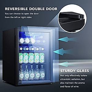 ZAFRO Wine Cooler Refrigerator 120 Cans for Drink or Wine Low Noise Noble Black Freestanding Wine Refrigerator for Appartment or Kitchen