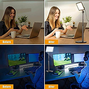 JUSMO K3 Key Light w Extendable Desktop Stand, Brightness/Color Temperature Adjustable LED Video Light, Soft Panel Fill Light for Streaming, Record Videos, Video Calls, Zoom Meetings