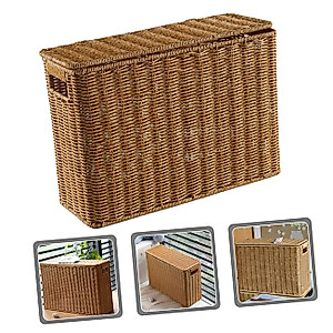 FONDOTIN Magazine Basket with Lid Woven Storage Basket Decorative Wall Corner Sofa Edge Container