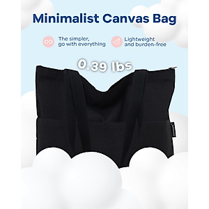 Women's Canvas Bag, Aesthetic Handbags with Zipper Travel Shoulder Bags Shopping Handbags with Inner Pockets