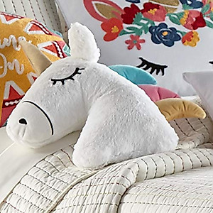 Levtex Home - Chantal - Decorative Pillow (16in. H) - Unicorn Shape - White, Yellow, Blue, Fuschia, Black and Gold