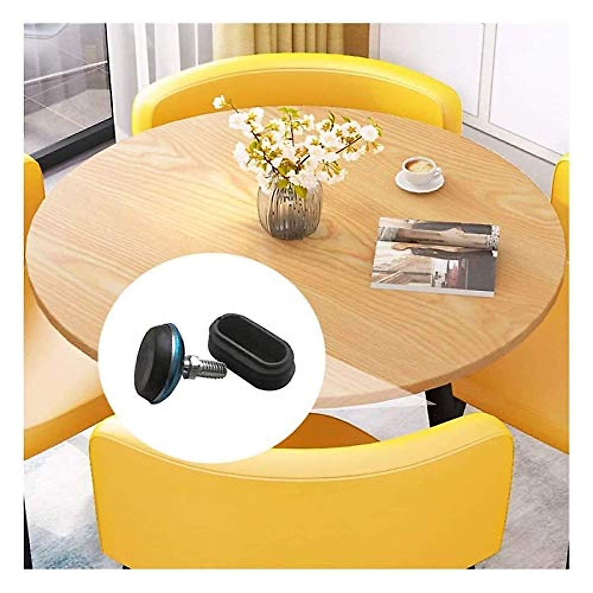 IWQHQXR Office Conference Table, Kitchen Living Room Dining Table Tempered Glass Table Top Metal Feet 1 Table 4 Chairs Modern Home Living Room (Color : Black) (Color : White+Yellow)