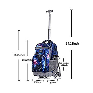 Tilami Rolling Backpack Laptop 18 inch with Lunch Bag, Galaxy