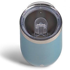 Manna Airén Double Wall Insulated Stainless Steel Stemless Wine Cup Tumbler with Splash-Proof Lid - 16 Oz - Frost Shimmer