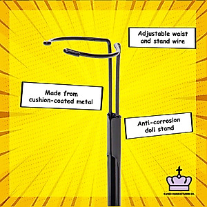 Kaiser Black Doll Stand 2175 - Action Figure Stands with Expandable Waist Wire for 8"-12" Dolls (3 pcs)