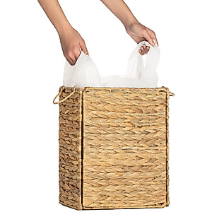AppliaFit Wicker Trash Can - Fits Grocery Shopping Bags - Waste Basket for Reusing Grocery Shopping Bags (2-Pack)