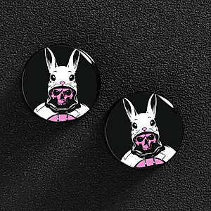 POBAISITER 2 PCS Resin Acrylic Cool Bunny Rabbit Ear Gauges Body Piercing Jewelry Ear Plugs and Tunnels for Women Men