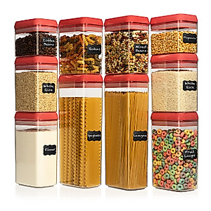 Airtight Food Storage Containers For Kitchen Organization 10 Pc - Food Canisters with Durable Lids, Labels & Marker - BPA Free For Pantry Organization & Storage: Cereal, Flour & Sugar Containers