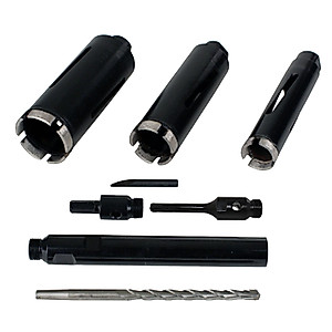 Steel Dragon Tools 3-Piece 1.5-inch to 2.5-inch Dry Diamond Core Drill Bit Kit with Hex SDS Adapters and Case