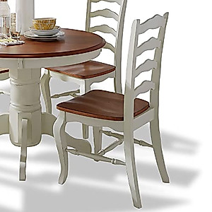 French Countryside Oak/White 42" Round Pedestal Dining Table with 4 Chairs by Home Styles