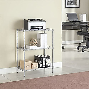 Ochine 3 Shelf Storage Shelves Wire Shelving Unit Organizer Rack Steel Pantry Closet Shelving Heavy Duty Adjustable Height Black Metal Shelves for Kitchen Bathroom Laundry Garage (3 Tier)